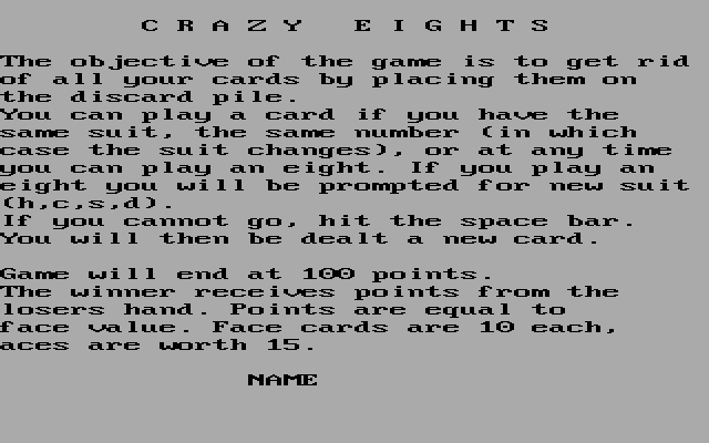 Crazy Eights (1984) Images - LaunchBox Games Database
