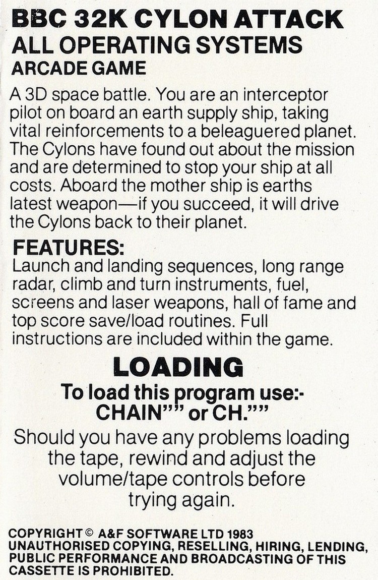 Cylon Attack (A&F Software) Images - LaunchBox Games Database